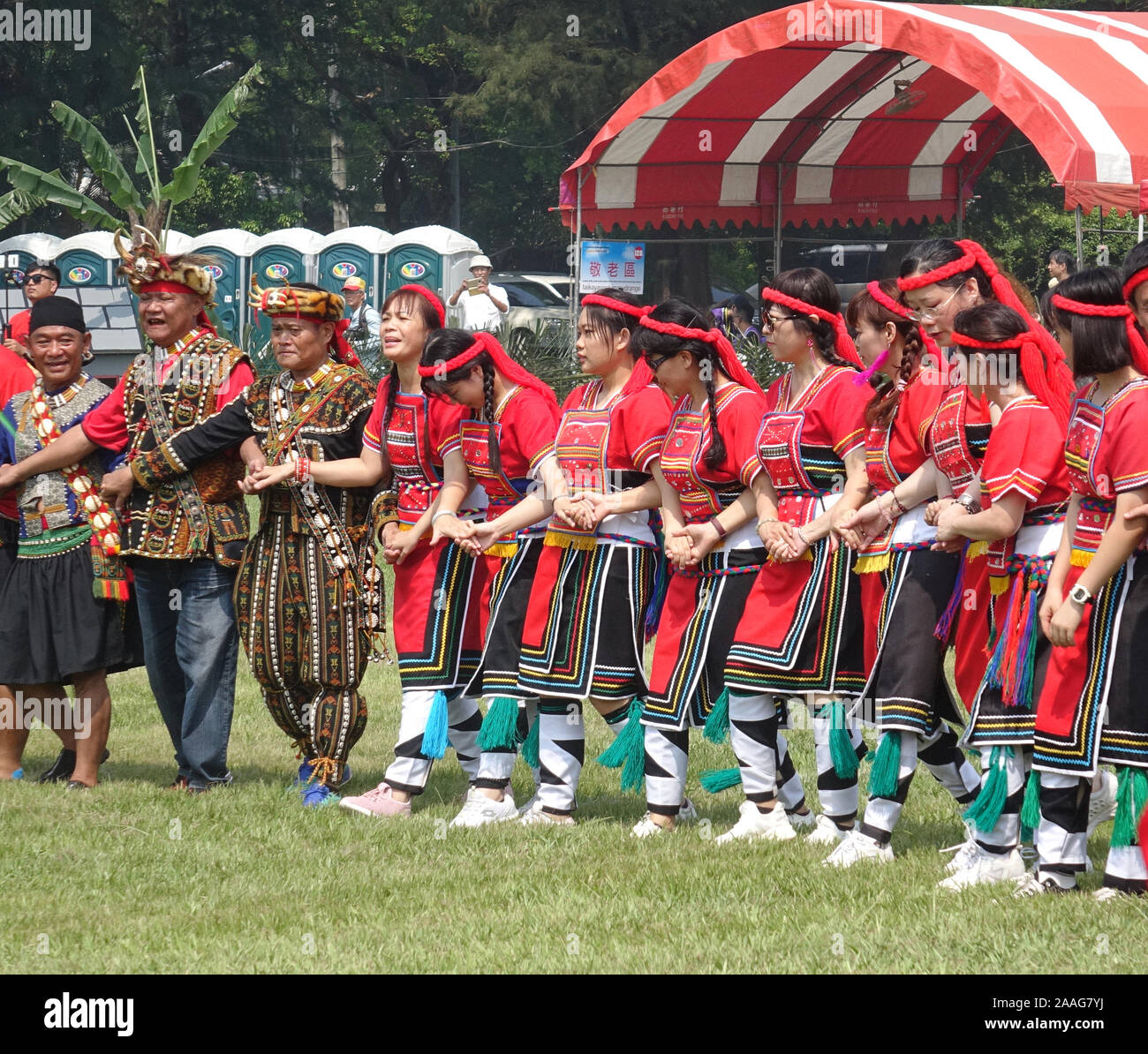 KAOHSIUNG, TAIWAN -- SEPTEMBER 28, 2019: Men and women of the ...