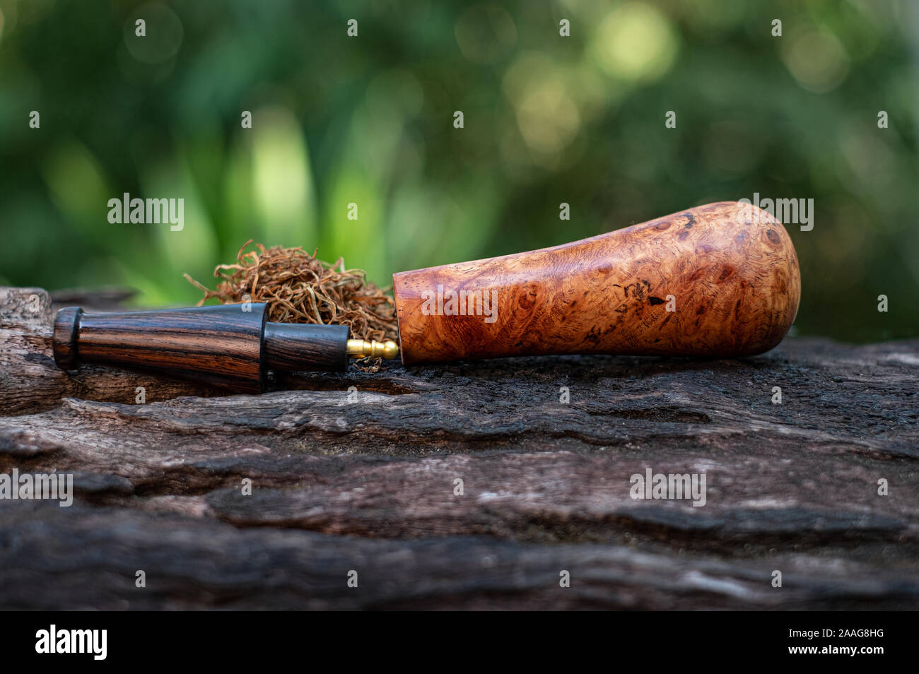 This Tobacco pipe is made from burl wood at white background Stock ...