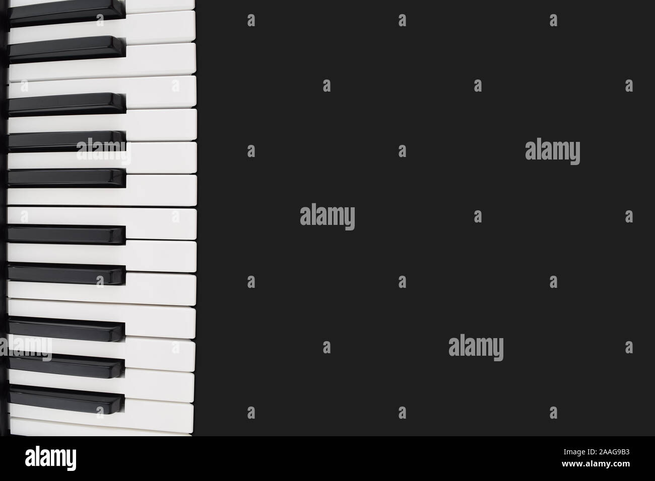 Artistic close-up of black and white piano keys with lots of copy space ...