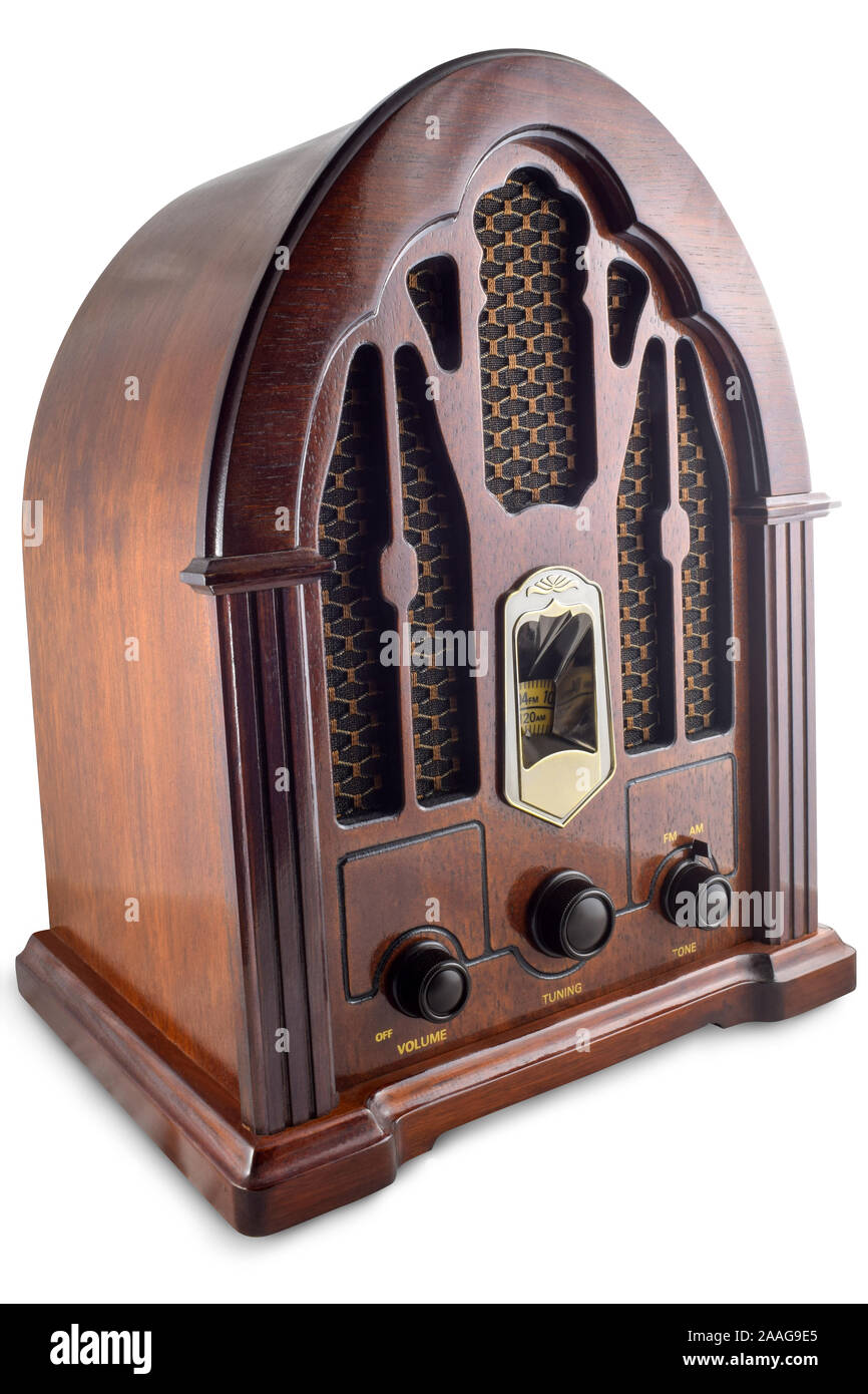 Old vintage radio isolated on white background with clipping path Stock ...