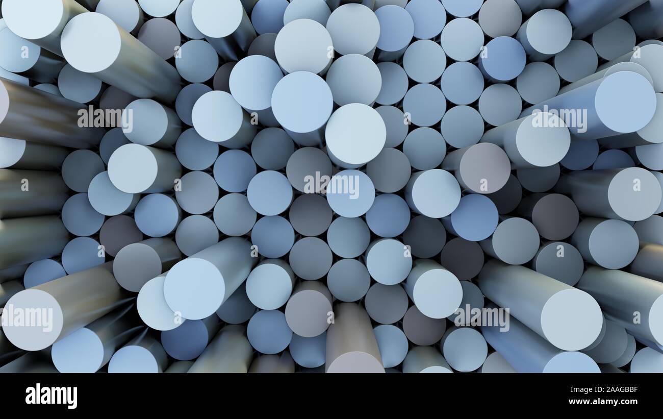 Abstract 3D illustration of colorful cylinders background. Random ...