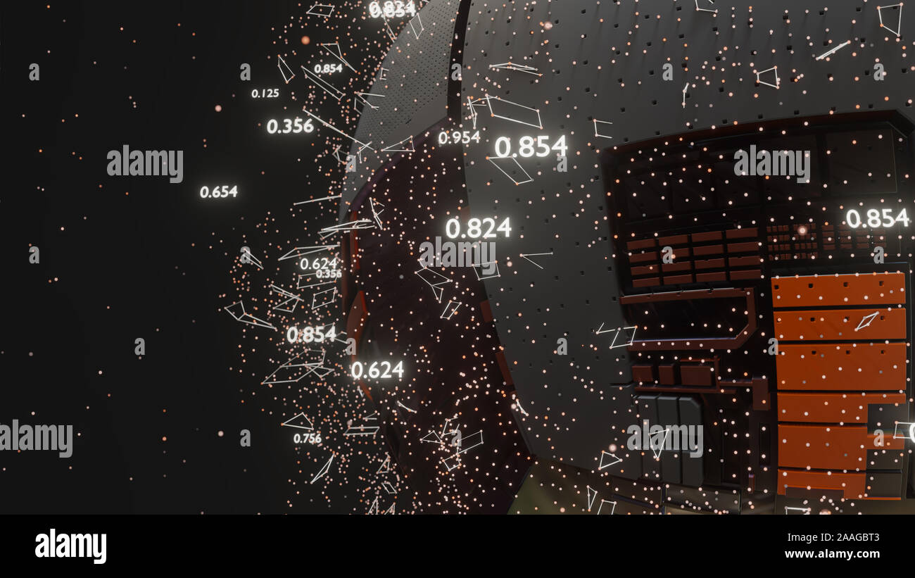 Connection Lines and Dots Around Digital Abstract Cyber PCB Sphere ...