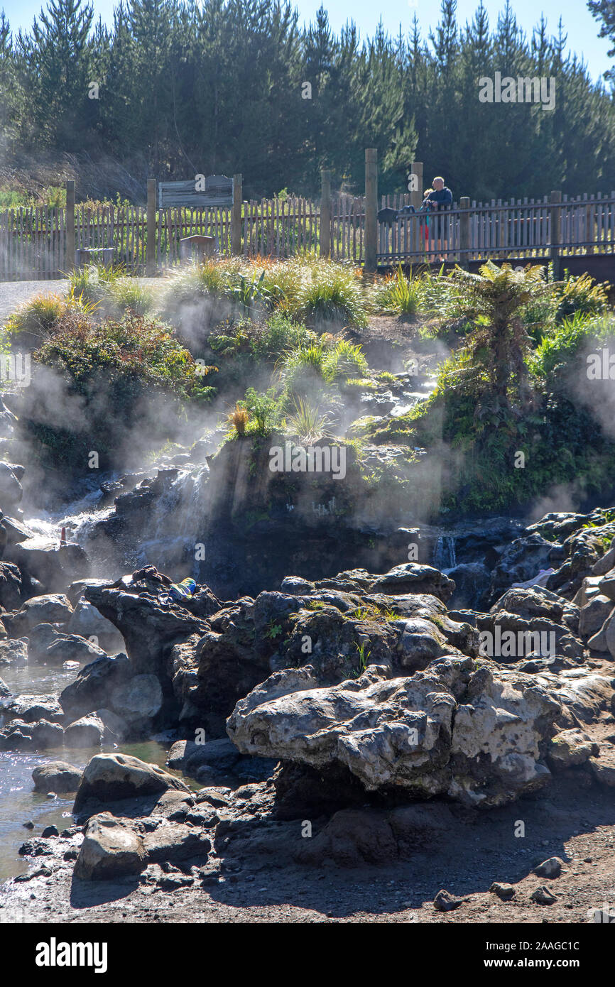 The hot water of Otumuheke Stream at Taupo's Spa Park Stock Photo - Alamy
