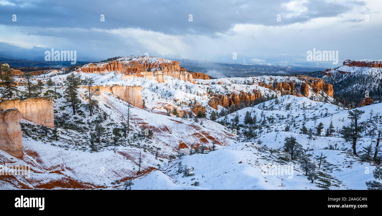 Winter Panoramic of Bryce Canyon National Park after new snow in ...