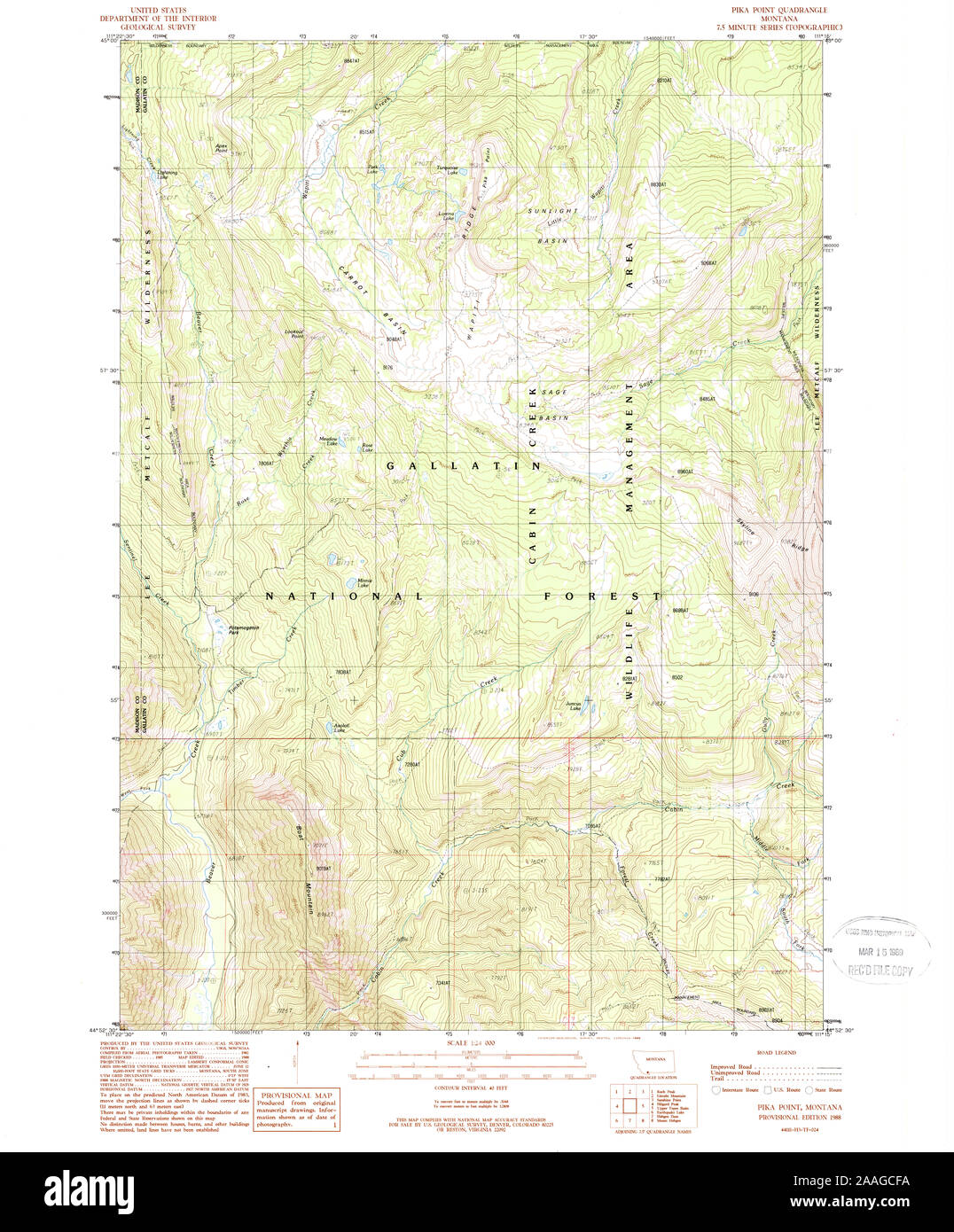 USGS TOPO Map Montana MT Pika Point 265993 1988 24000 Restoration Stock ...