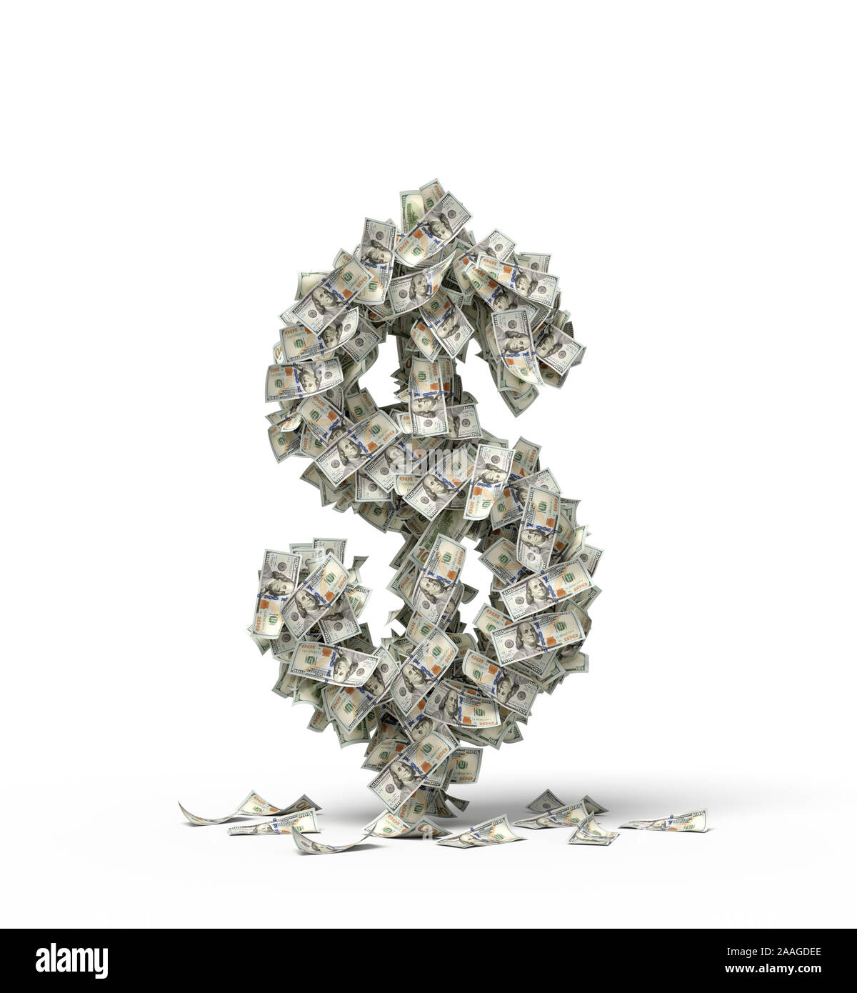 3d rendering of big dollar sign made of banknotes. Banking and finance ...
