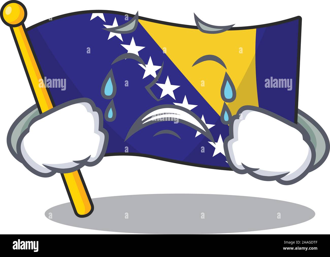 Sad Crying flag bosnia cartoon style vector illustration Stock Vector ...