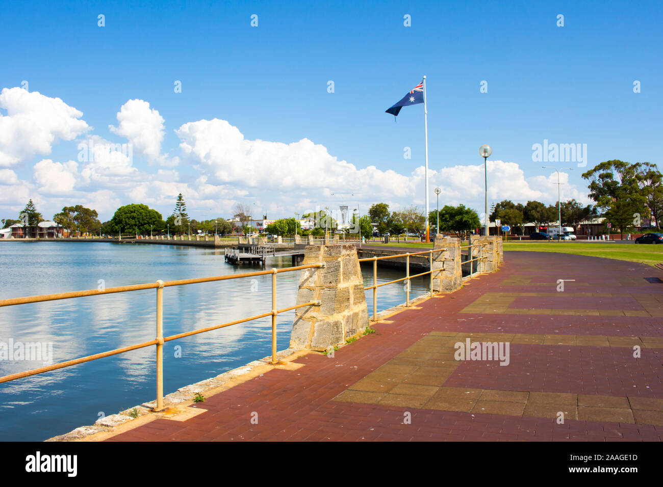 Concrete block pillars along side the Leschenault Estuary Bunbury ...