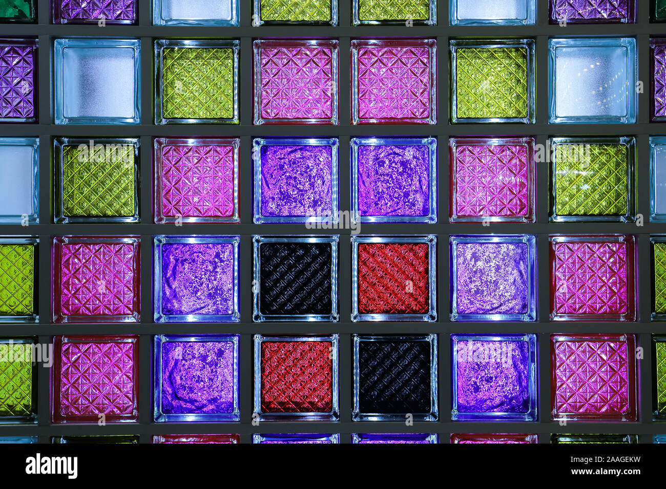 Colorful glass brick wall texture background Stock Photo - Alamy