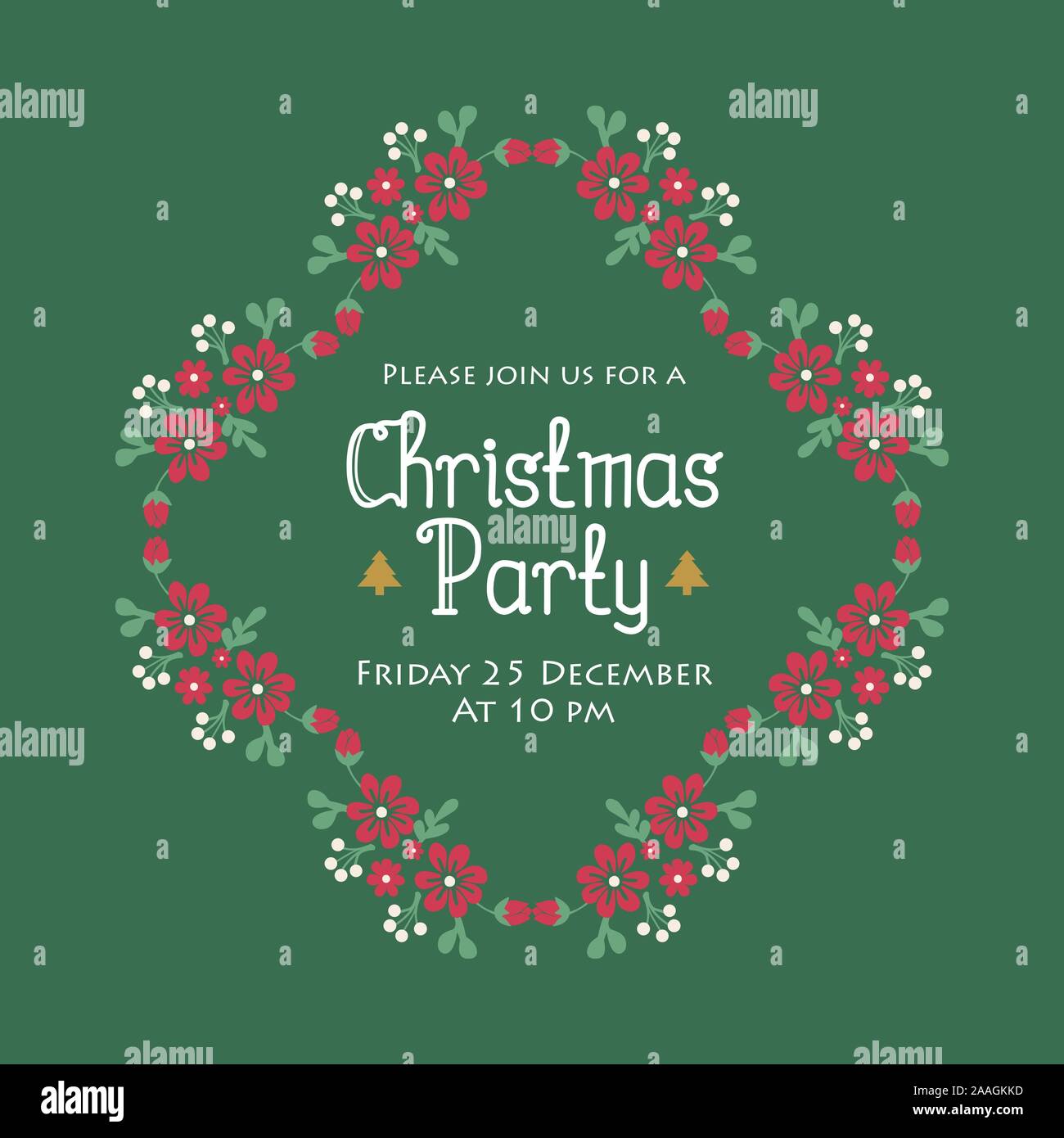 Text christmas party background, with pattern art leaf flower frame ...