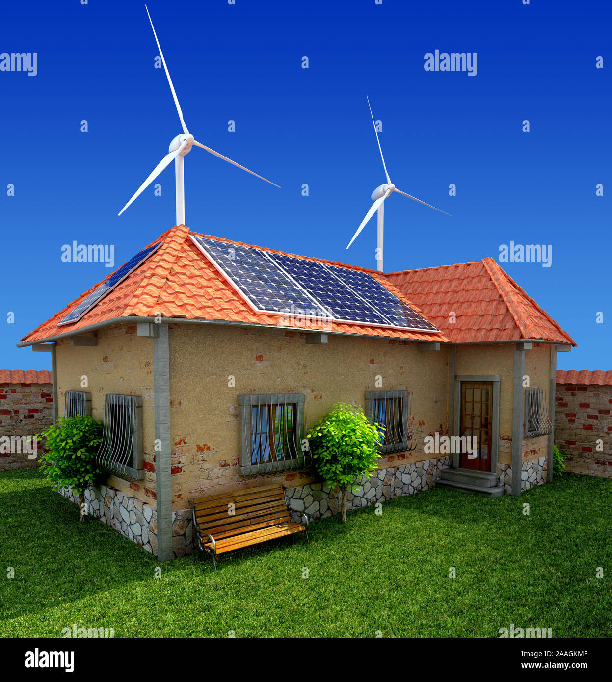 Home Solar energy - renewable energy concept - solar energy system for ...
