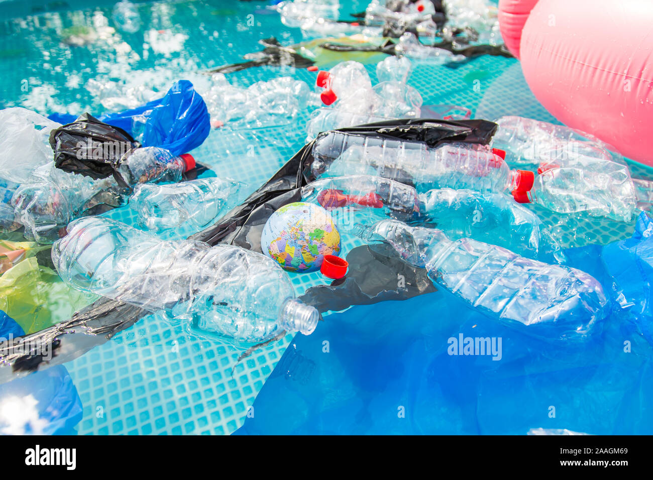 UFA, RUSSIA - JULY 25, 2019 : Problem of trash, plastic recycling ...