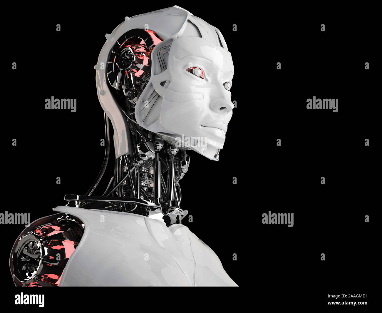 Robot Android Cyborg girl - 3d render Stock Photo - Alamy