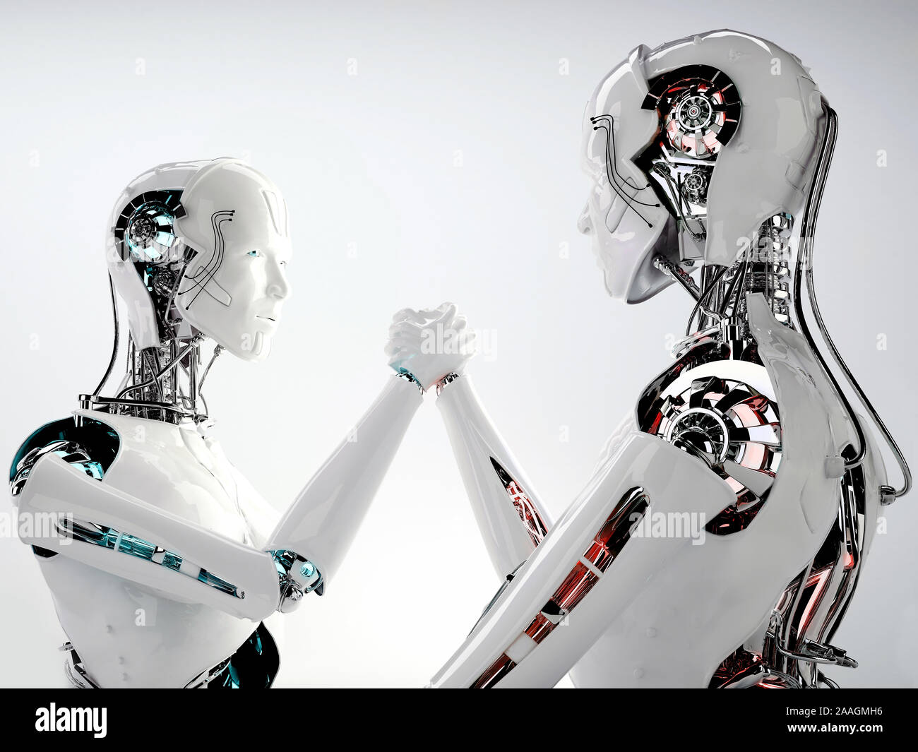 Robot Android men in team - team bot concept- 3d render Stock Photo - Alamy