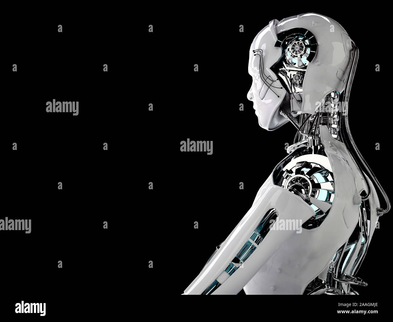 Robot Android man cyborg sci-fi model background Stock Photo - Alamy