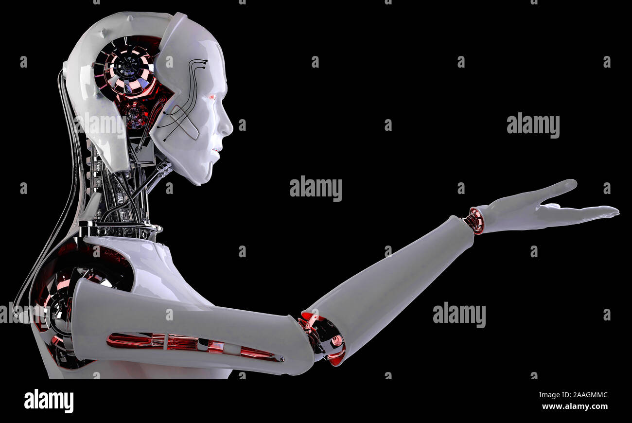 Robot Android man cyborg sci-fi model background Stock Photo - Alamy