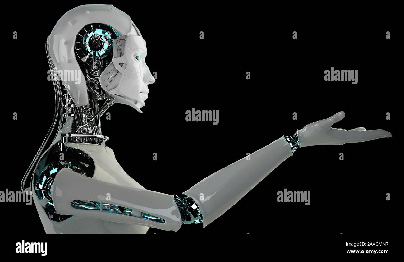 Robot Android Cyborg girl - 3d render Stock Photo - Alamy