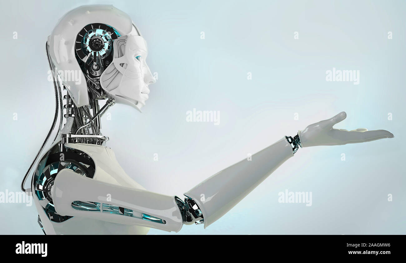 Robot Android Cyborg girl - 3d render Stock Photo - Alamy