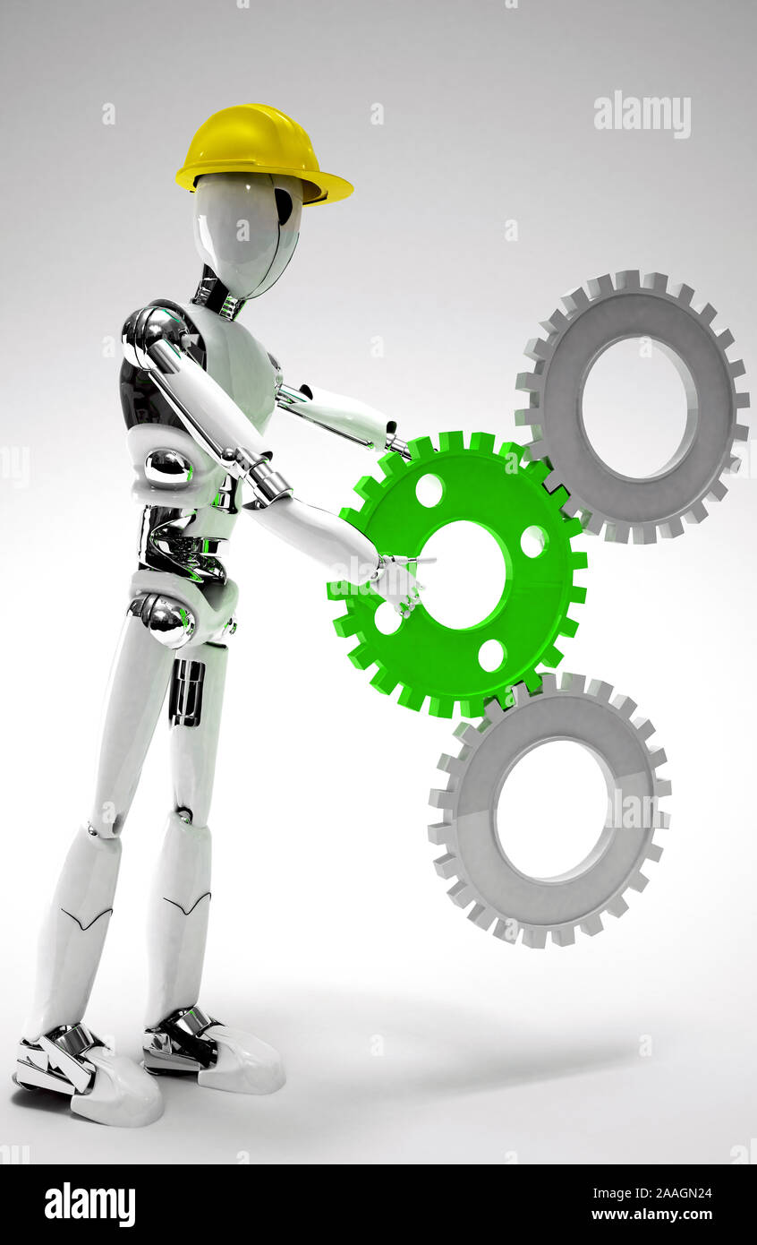 Robot background - 3d render wallpaper Stock Photo - Alamy