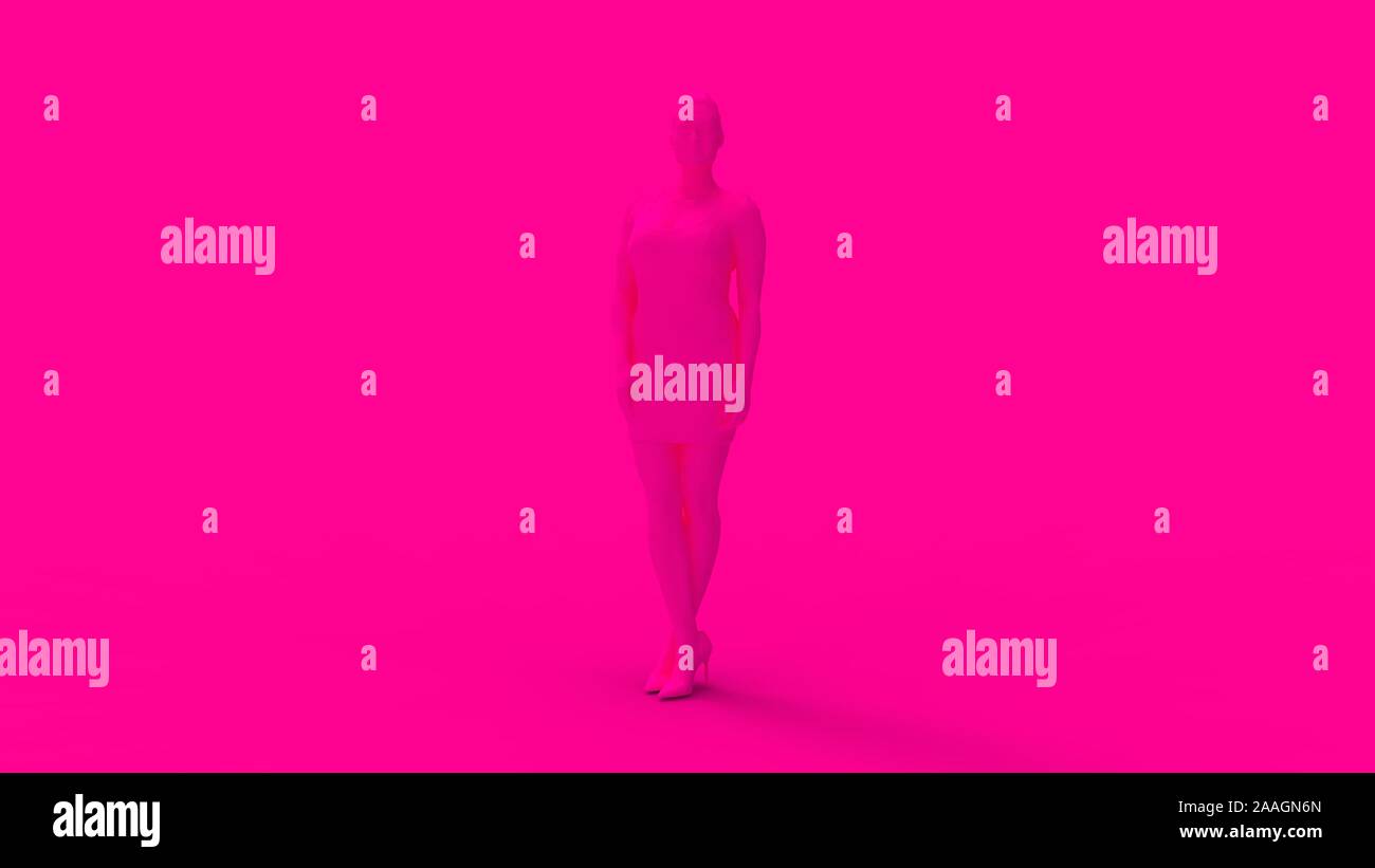 3d rendering of a standing woman isolated in colored studio background ...