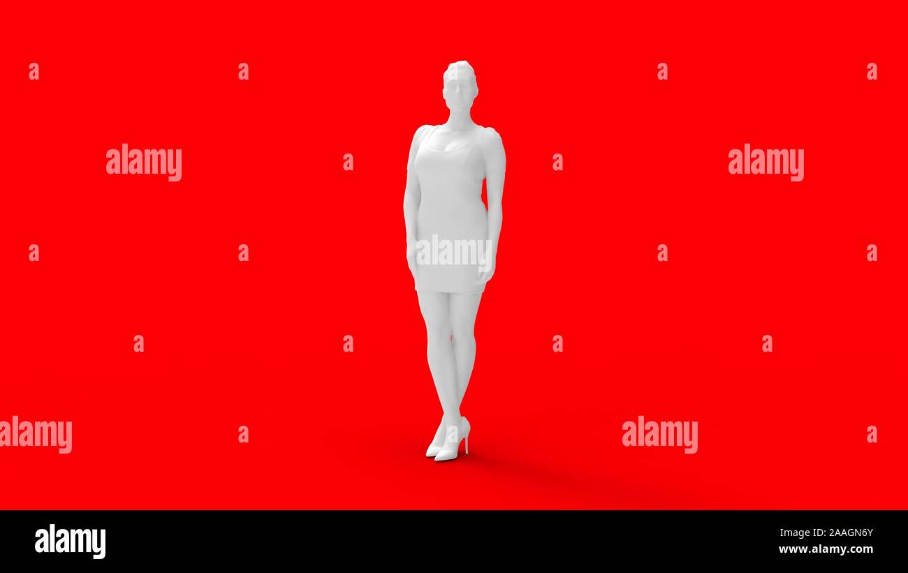 3d rendering of a standing woman isolated in colored studio background ...