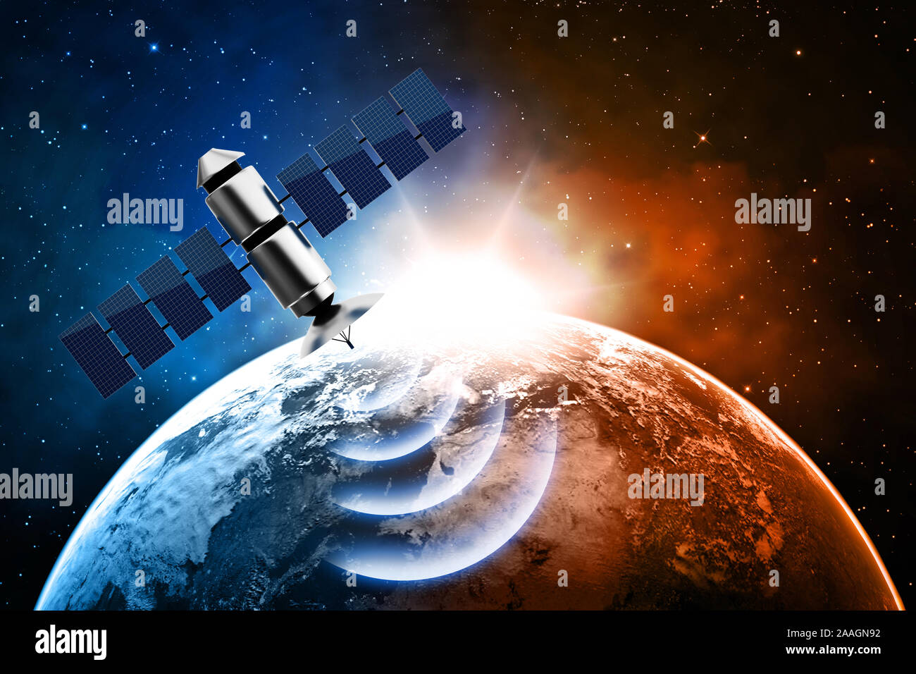 Earth planet and satellite view from space Stock Photo - Alamy