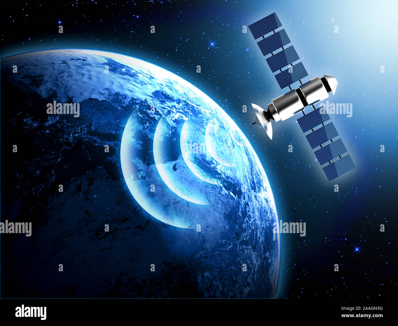 Earth planet and satellite view from space Stock Photo - Alamy
