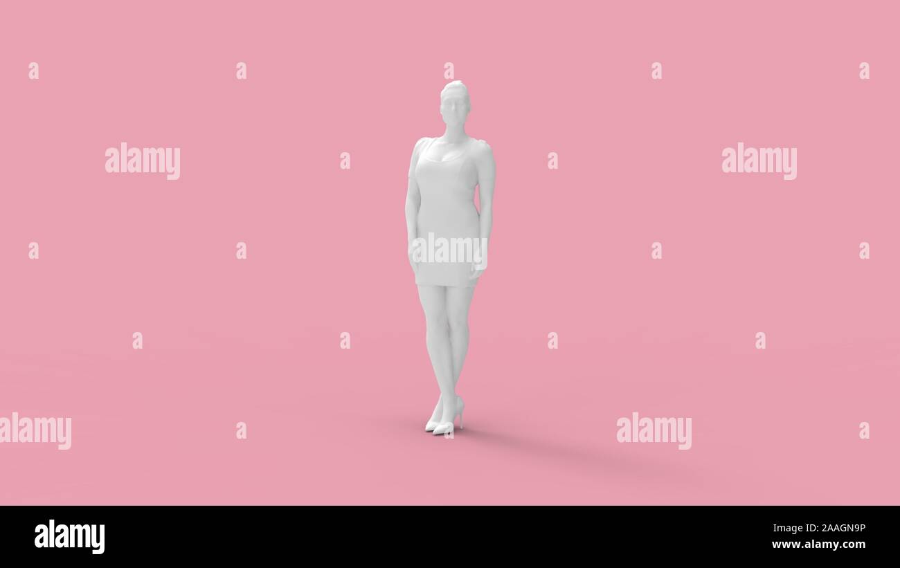 3d rendering of a standing woman isolated in colored studio background ...
