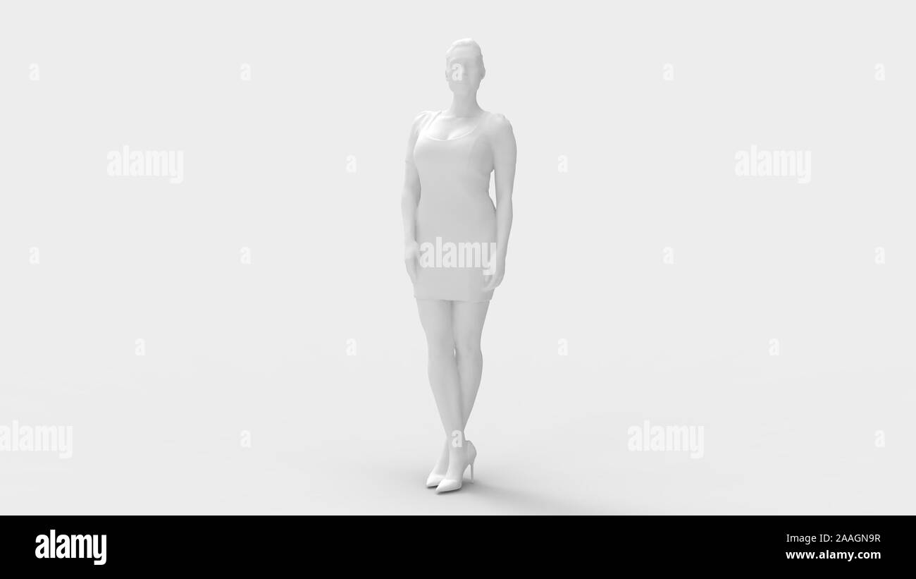 3d rendering of a standing woman isolated in colored studio background ...