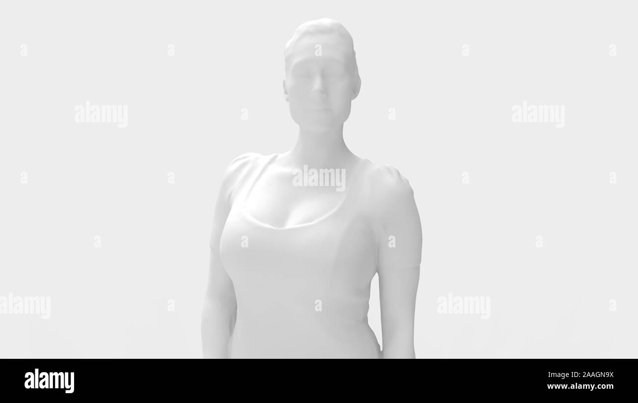 3d rendering of a standing woman isolated in colored studio background ...