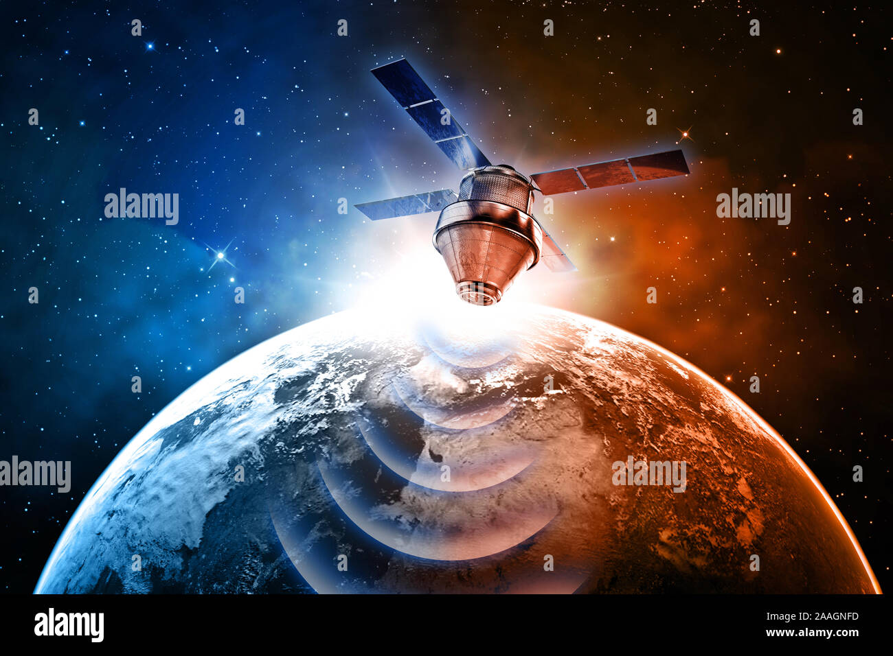 Earth planet and satellite view from space Stock Photo - Alamy