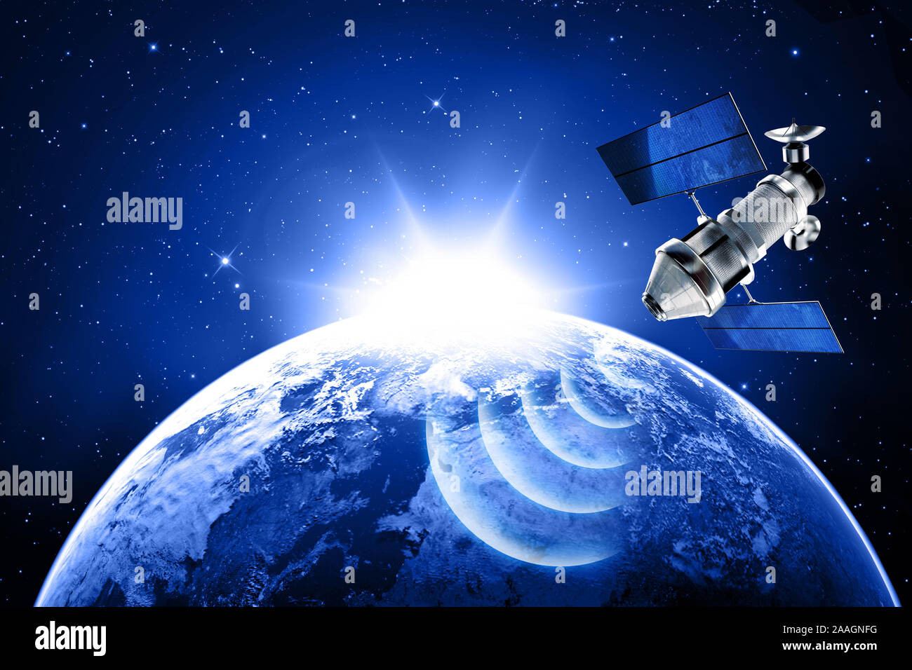 Earth planet and satellite view from space Stock Photo - Alamy