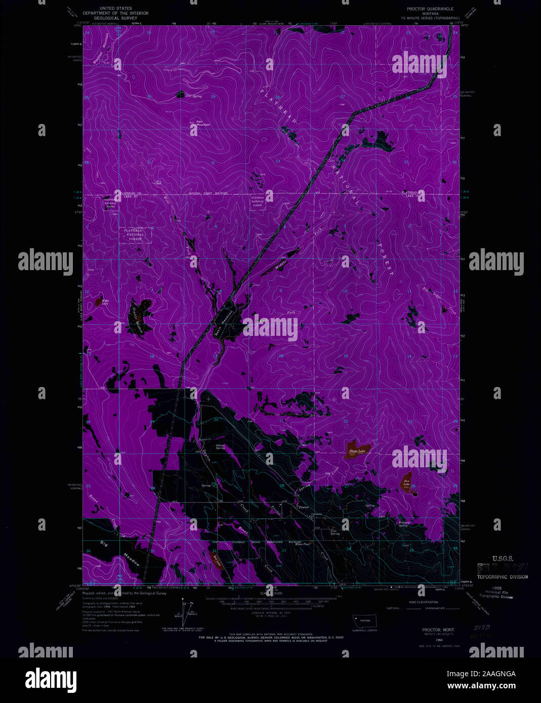 USGS TOPO Map Montana MT Proctor 266169 1964 24000 geo Inverted ...
