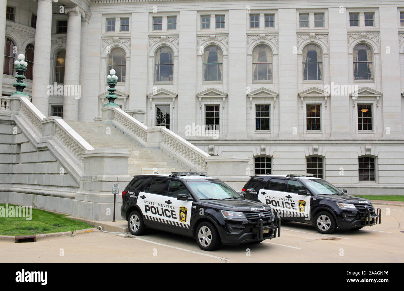 State Capitol Police department vehicles ourside the Wisconsin State ...
