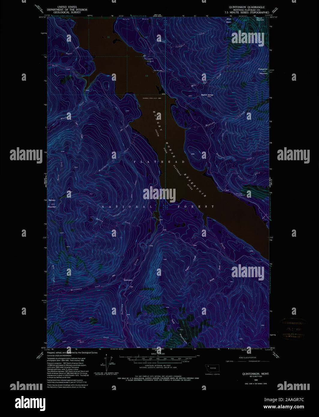 USGS TOPO Map Montana MT Quintonkon 266195 1958 24000 geo Inverted ...