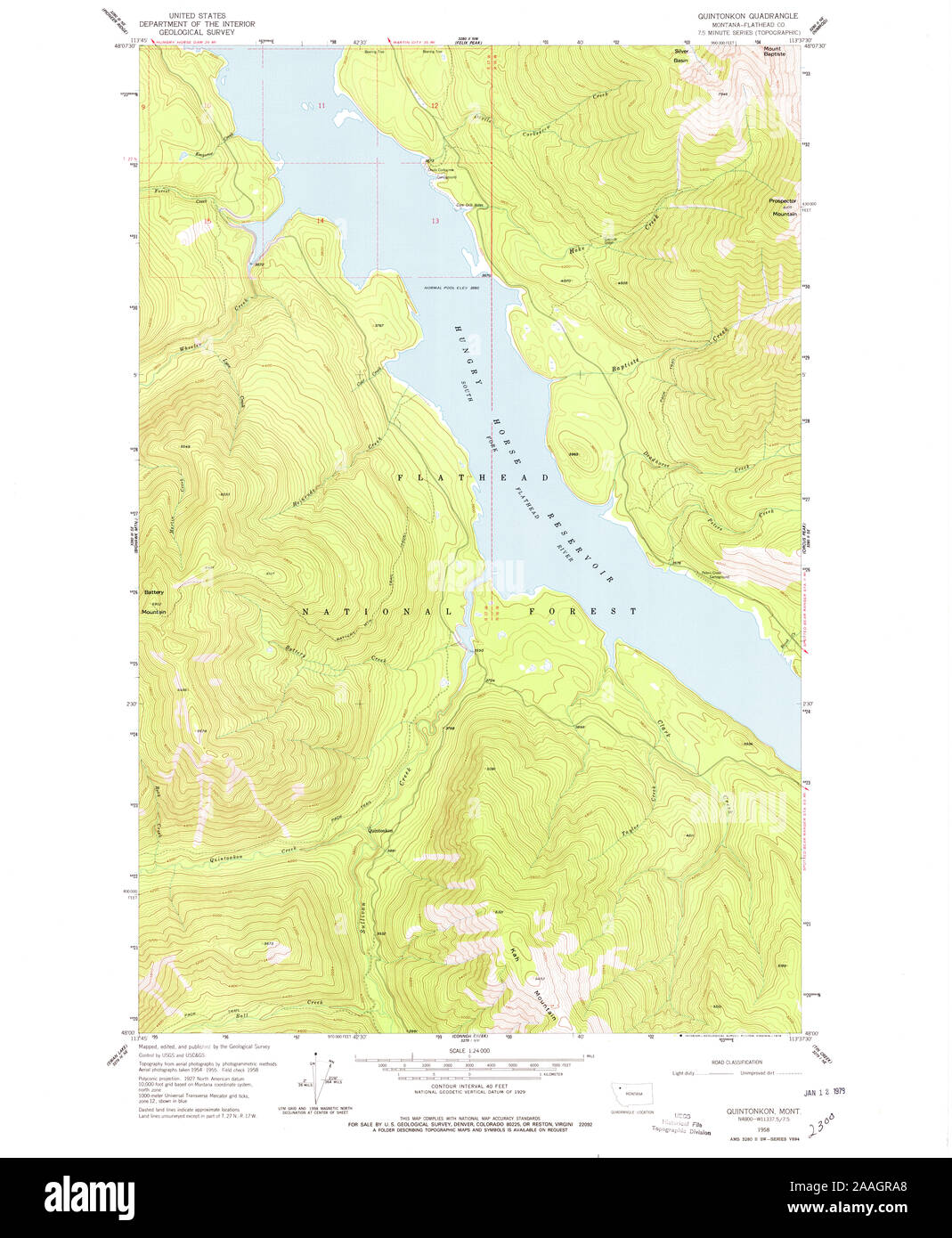 USGS TOPO Map Montana MT Quintonkon 266199 1958 24000 geo Restoration ...