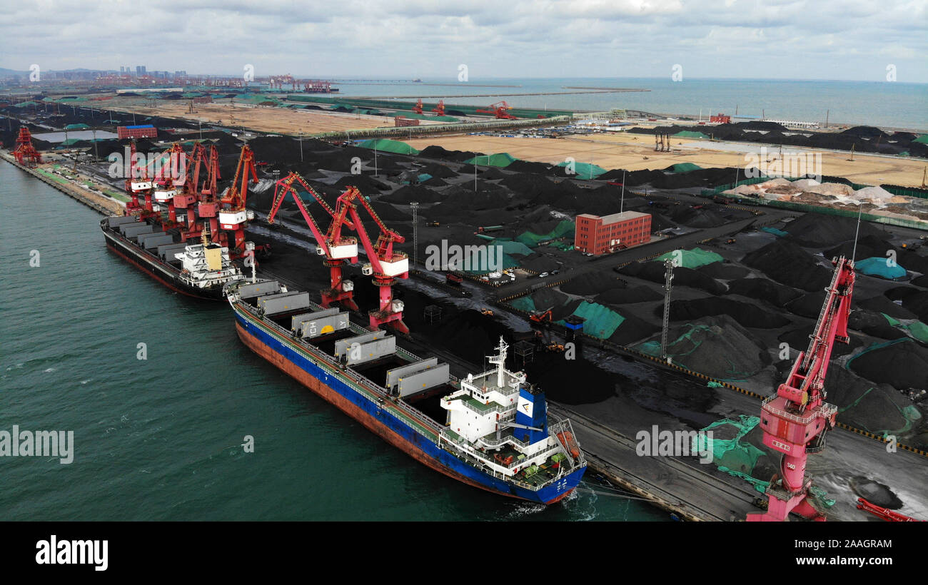 Rizhao. 21st Nov, 2019. Aerial photo taken on Nov. 21, 2019 shows a ...