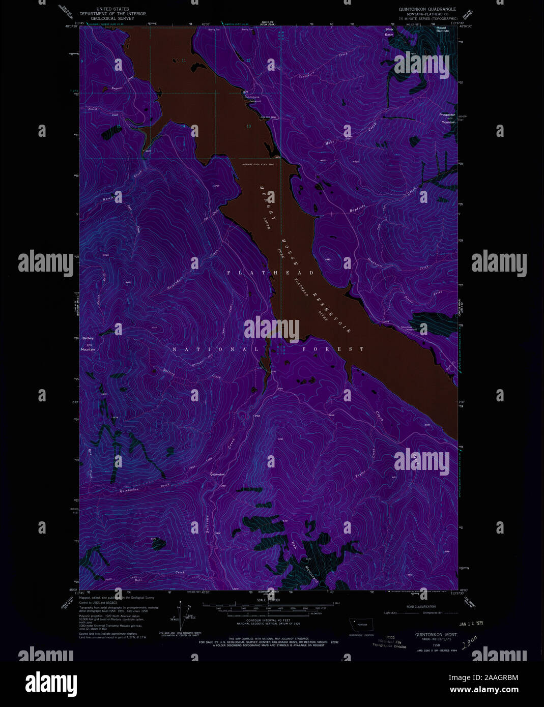 USGS TOPO Map Montana MT Quintonkon 266199 1958 24000 geo Inverted ...