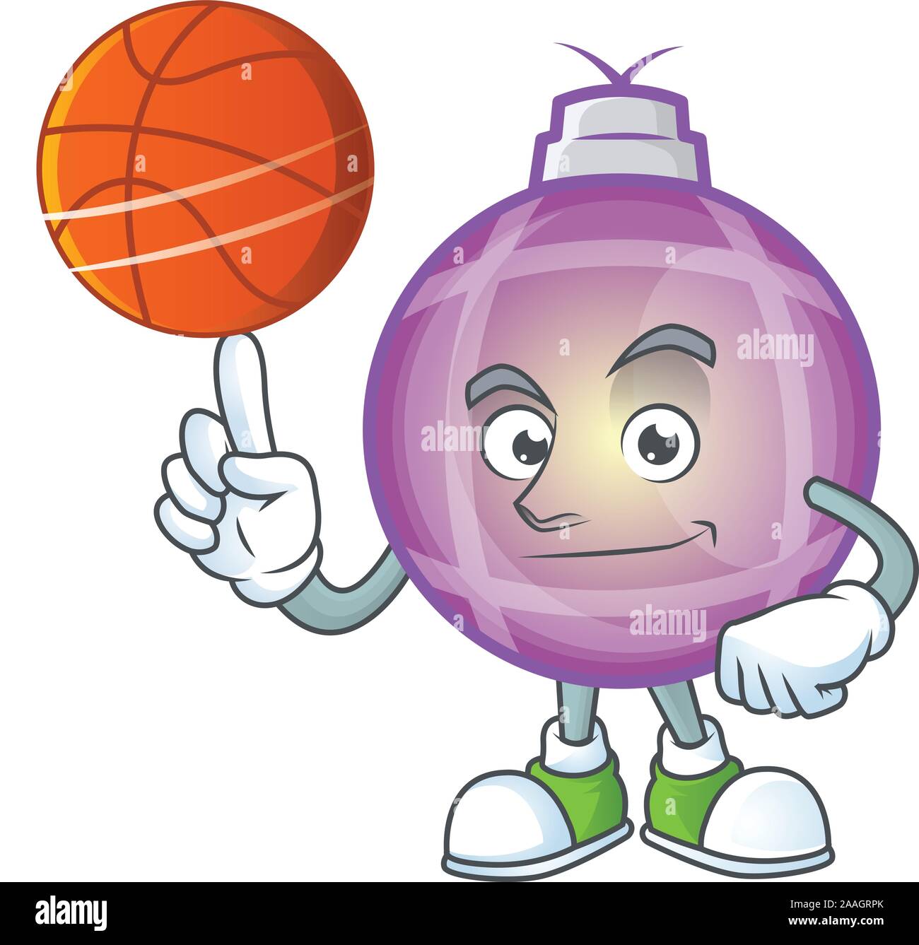 Illustration of yellow christmas ball cartoon style with basketball ...