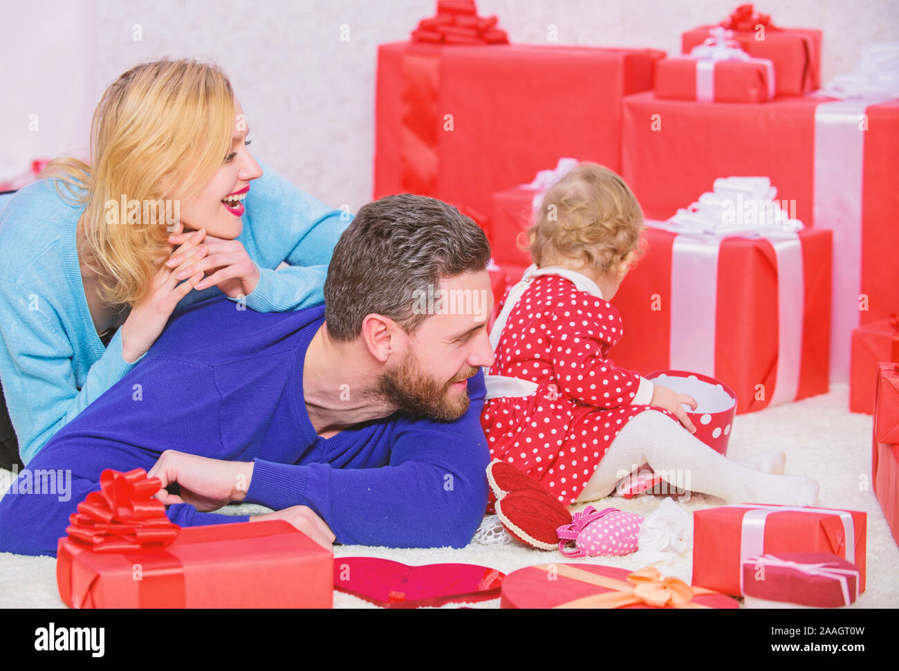 Happy parents. Couple in love and baby are happy family. Made to love ...