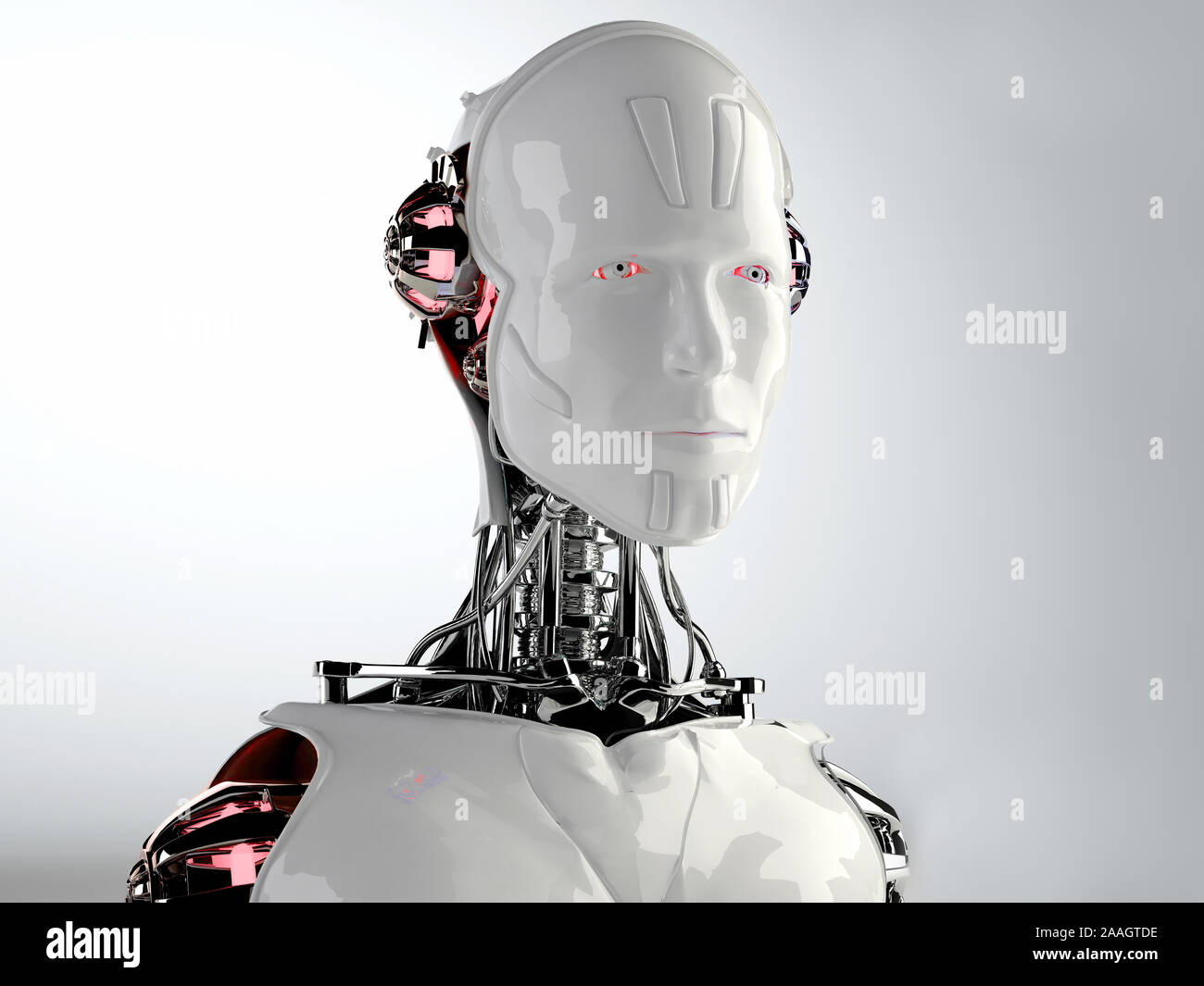 Computer robot background man - 3d render Stock Photo - Alamy