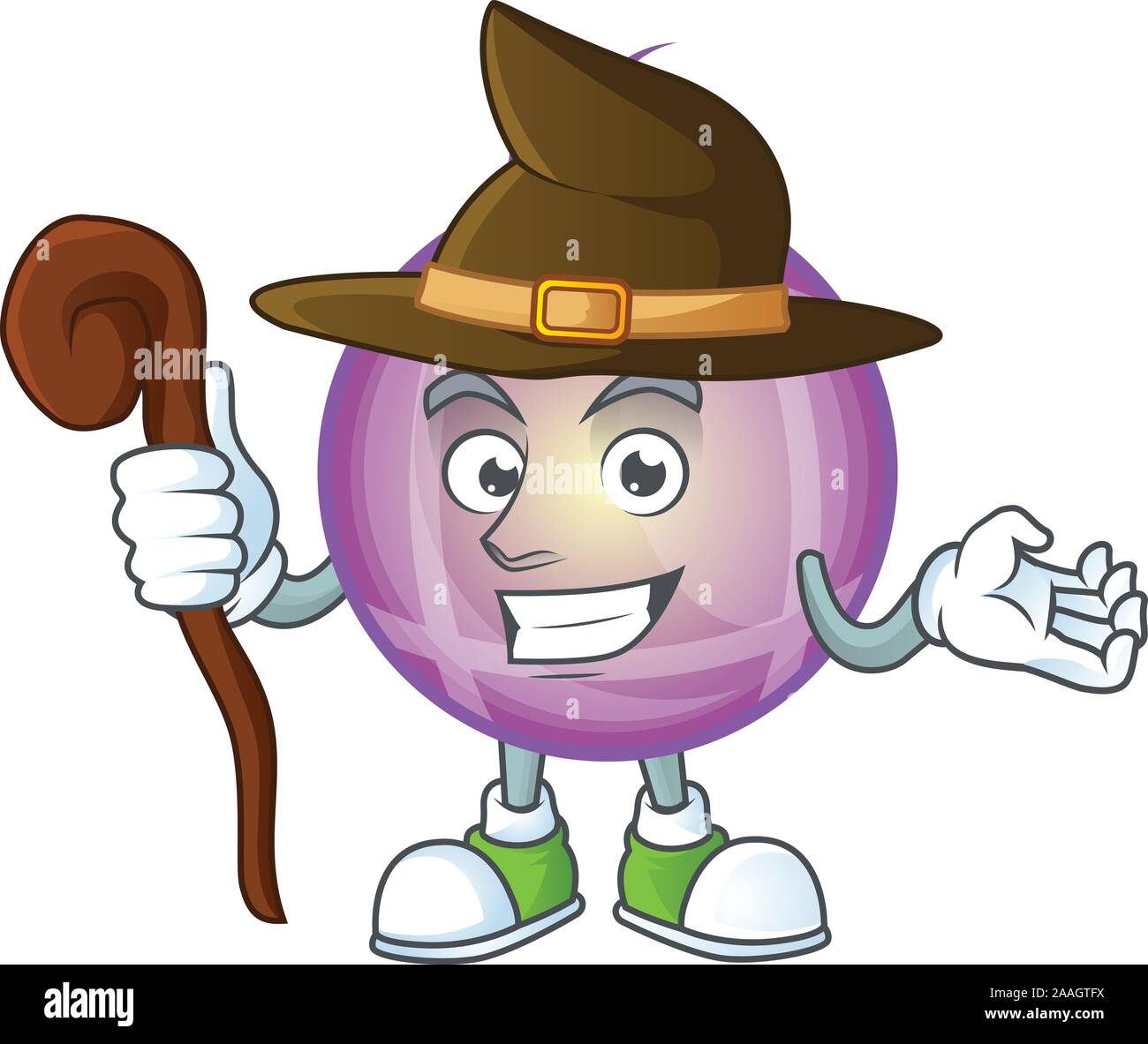 Happy halloween yellow christmas ball as a witch cartoon style Stock ...