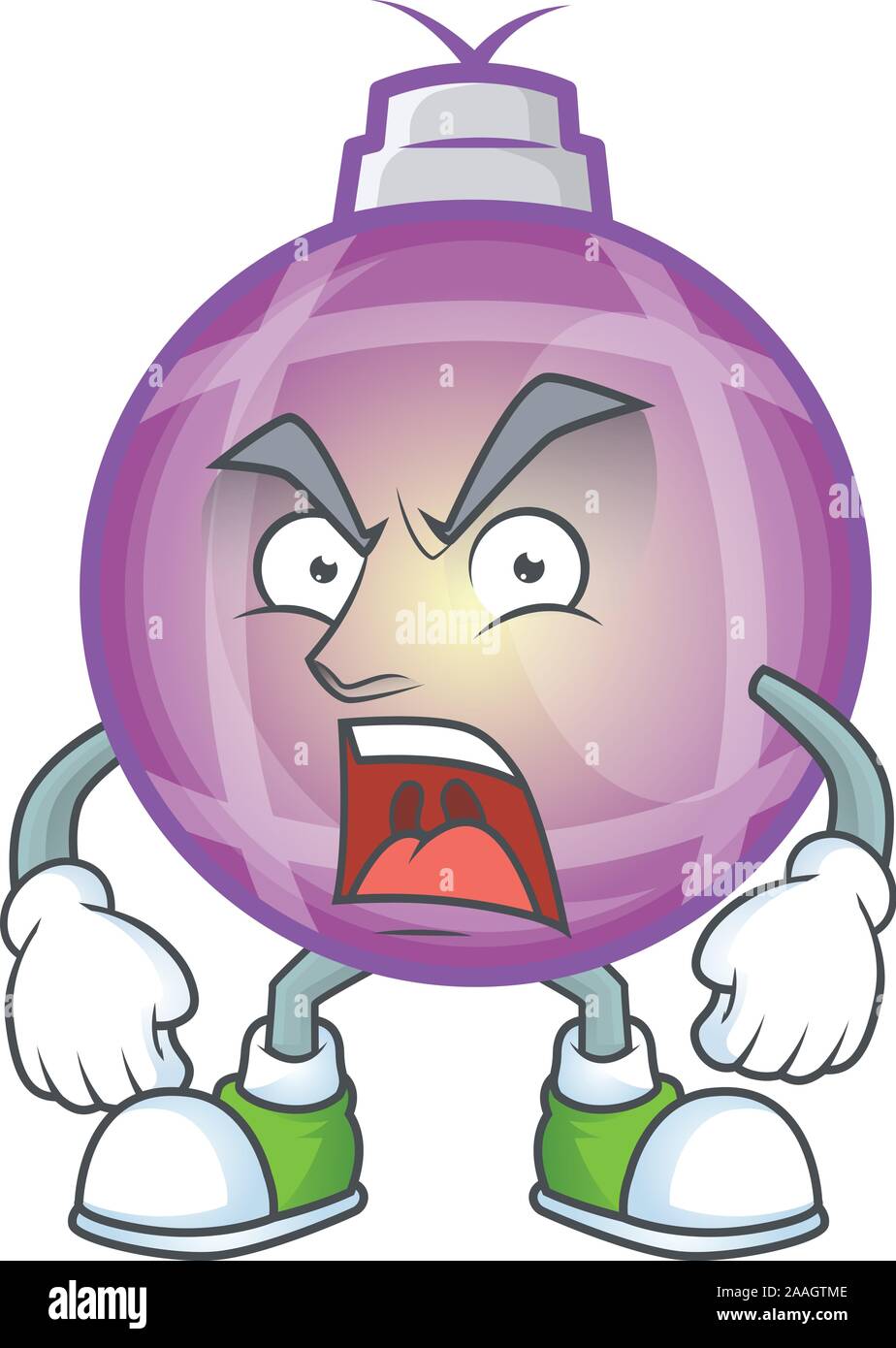 Illustration of angry yellow christmas ball mascot vector illustration ...