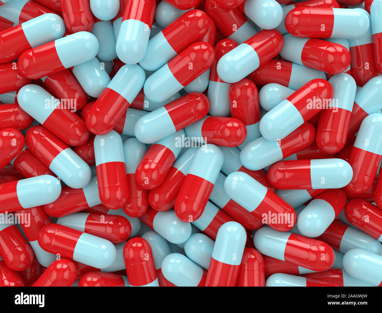 3d render of stack of two-color pills Stock Photo - Alamy