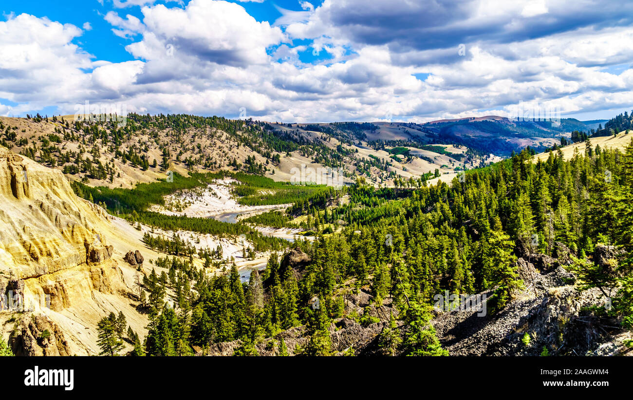 Panorama View of the Yellowstone River just north of Tower Junction ...