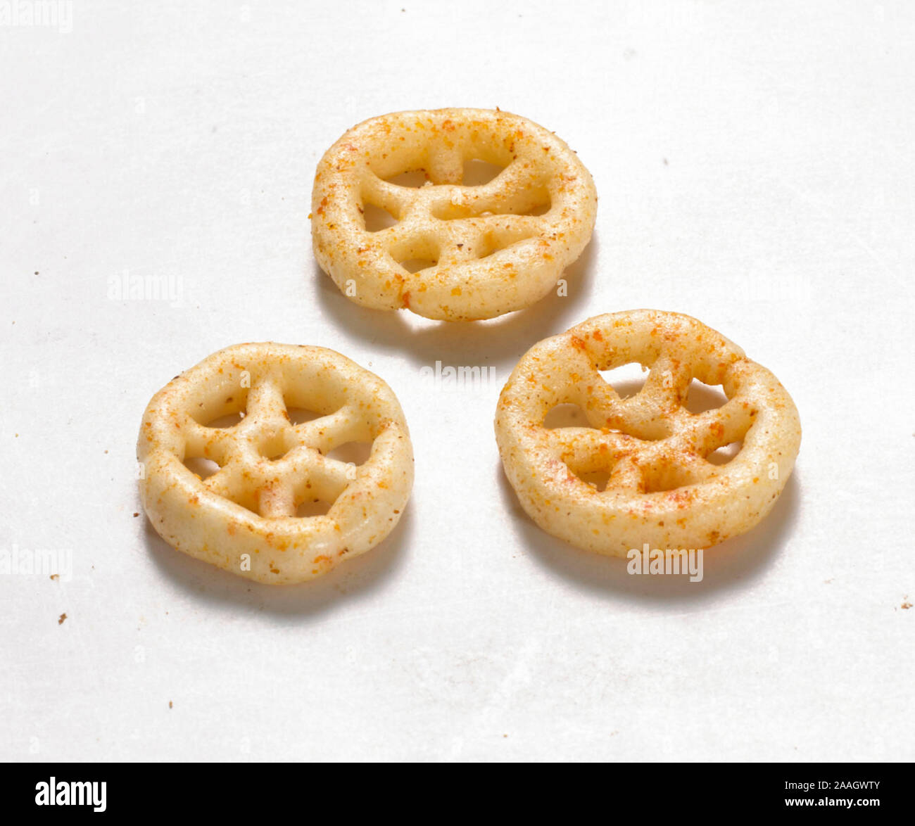 Fried and Spicy wheel Snacks or Fryums (Snacks Pellets) served in a ...