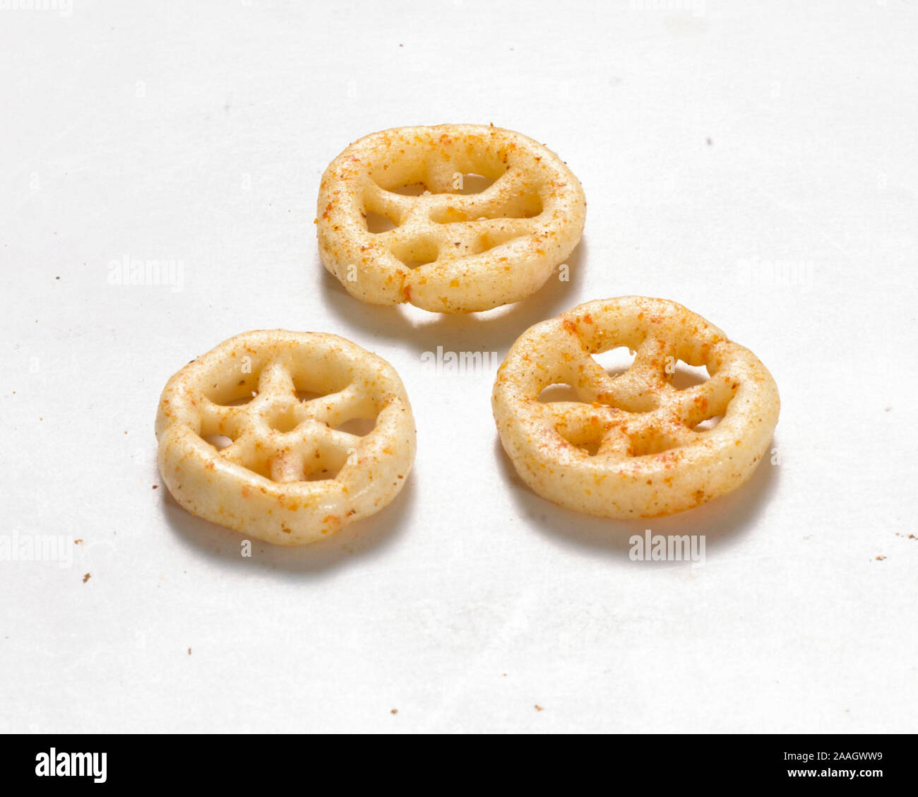 Fried and Spicy wheel Snacks or Fryums (Snacks Pellets) served in a ...
