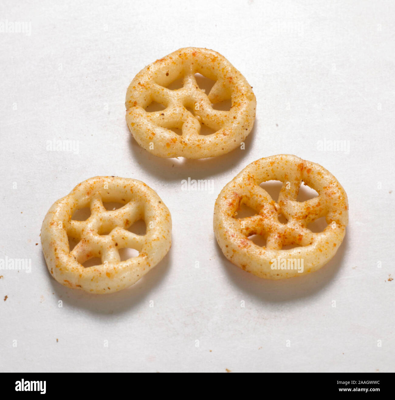 Fried and Spicy wheel Snacks or Fryums (Snacks Pellets) served in a ...