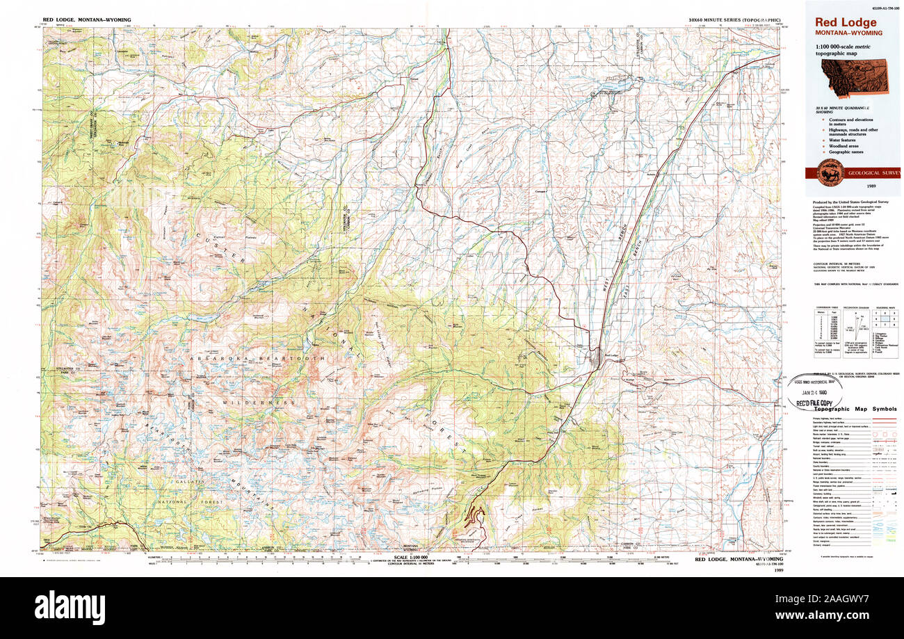 Red lodge montana map hi-res stock photography and images - Alamy