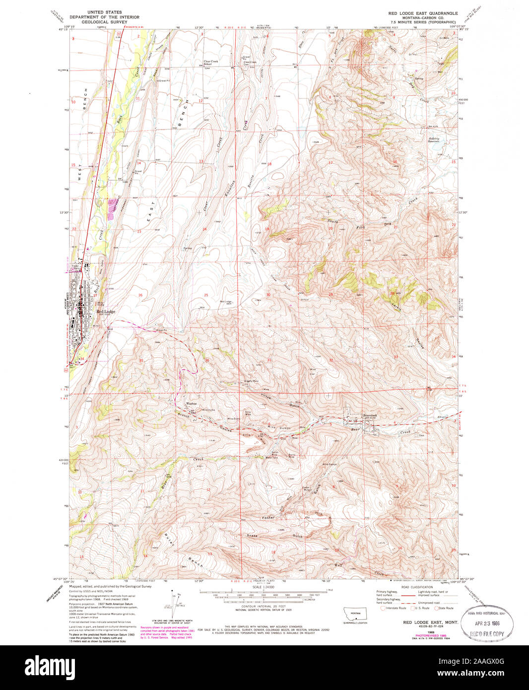 Red lodge montana map hi-res stock photography and images - Alamy